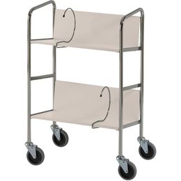 HelgeNyberg Aktenordnerwagen verchromt, 2 Etagen, LxBxH 550 x 340 x 840 mm, Birke-Dekor, ab 5 Stk