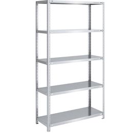eurokraft pro Schraubregal, Bauart leicht, verzinkt, Regalhöhe 2000 mm, Bodenbreite 1000 mm, Tiefe 500 mm, Grundregal