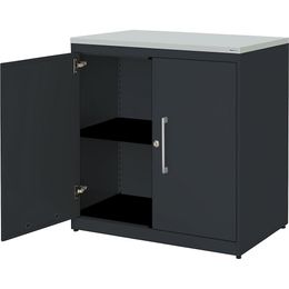 Mauser Flügeltürenschrank, HxB 830 x 800 mm, Kunststoffplatte, 1 Fachboden, anthrazitgrau / anthrazitgrau / lichtgrau