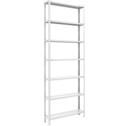 eurokraft pro Schraubregal, Bauart leicht, kunststoffbeschichtet, Regalhöhe 3000 mm, Bodenbreite 1000 mm, Tiefe 300 mm, Grundregal