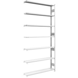 hofe Schwerlast-Steckregal, grau, beidseitig, Regalhöhe 3000 mm, 7 Böden, Anbauregal, BxT 1300 x 300 mm