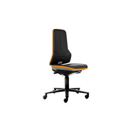 bimos NEON Arbeitsdrehstuhl, Rollen, Synchronmechanik, Kunstleder, Flexband orange