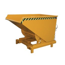 eurokraft pro Schwerlast-Kippbehälter, Volumen 0,9 m³, Traglast 4000 kg, orange RAL 2000
