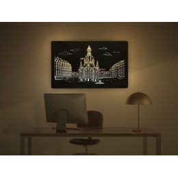 WohndesignPlus LED-Bild LED-Wandbild "Dresdner Frauenkirche" 100cm x 62cm mit 230V