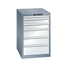 LISTA Schubladenschrank, 6 Schubladen, BxTxH 564 x 724 x 850 mm, grau metallic / lichtgrau