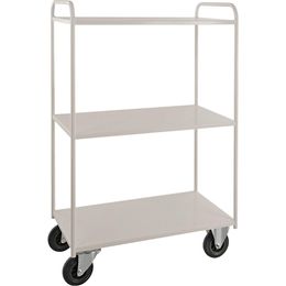 Kongamek Etagenwagen KM41, 3 Etagen, LxBxH 955 x 550 x 1470 mm, weiß, 2 Lenk- und 2 Bockrollen, ab 5 Stk