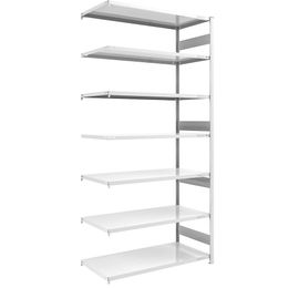 hofe Schwerlast-Steckregal, grau, beidseitig, Regalhöhe 3000 mm, 7 Böden, Anbauregal, BxT 1300 x 800 mm