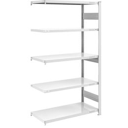 hofe Schwerlast-Steckregal, grau, beidseitig, Regalhöhe 2000 mm, 5 Böden, Anbauregal, BxT 1000 x 600 mm