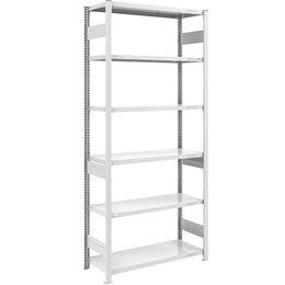 hofe Schwerlast-Steckregal, grau, beidseitig, Regalhöhe 2500 mm, 6 Böden, Grundregal, BxT 1000 x 500 mm