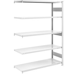hofe Schwerlast-Steckregal, grau, beidseitig, Regalhöhe 2000 mm, 5 Böden, Anbauregal, BxT 1300 x 600 mm