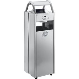 Var Abfallsammler mit Ascher und Regenschutzdach, Volumen 35 l, BxHxT 300 x 960 x 250 mm, silber