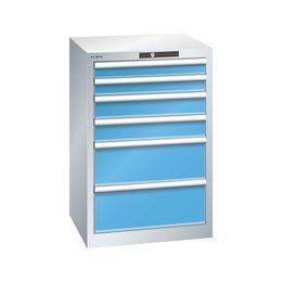 LISTA Schubladenschrank, 6 Schubladen, BxTxH 564 x 572 x 850 mm, lichtgrau / lichtblau