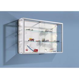 Wandvitrine, Aluminiumrahmen, silber eloxiert, 2 Glasfachb&ouml;den, Breite 820 mm kaiserkraft
