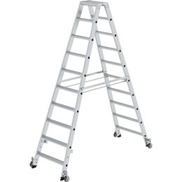 MUNK Stufen-Stehleiter, beidseitig, Ausführung mobil, 2 x 10 Stufen