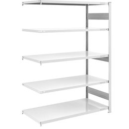 hofe Schwerlast-Steckregal, grau, beidseitig, Regalhöhe 2000 mm, 5 Böden, Anbauregal, BxT 1300 x 800 mm