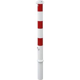 Schake Absperrpfosten, Ø 76 mm, weiß / rot, herausnehmbar, mit 2 Ösen