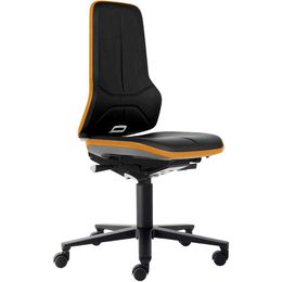 bimos NEON Arbeitsdrehstuhl, Rollen, Permanentkontakt, Kunstleder, Flexband orange