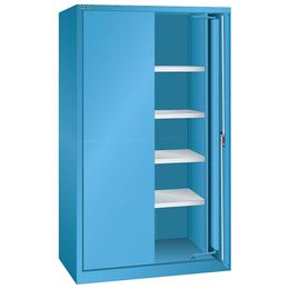 LISTA Schwerlasteinschwenktürenschrank, 4 Fachböden, mit Vollblechtüren, lichtblau
