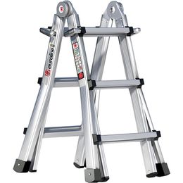 Euroline Alu-Vario-Klappleiter, mit teleskopierbaren Holmen, 4 x 3 Sprossen