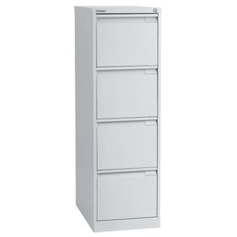 Bisley Hängeregistraturschrank, 1-bahnig, 4 Schübe, DIN A4, lichtgrau