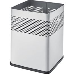 Helit Papierkorb, quadratisch, Volumen 18 l, BxHxT 240 x 325 x 240 mm, mittelgrau, VE 2 Stk