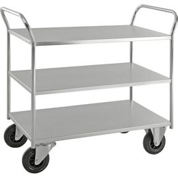 Kongamek Tischwagen KM41, 3 Etagen, LxBxH 1070 x 550 x 975 mm, verzinkt, 2 Lenk- und 2 Bockrollen, ab 5 Stk