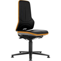bimos NEON Arbeitsdrehstuhl, Gleiter, Permanentkontakt, Kunstleder, Flexband orange