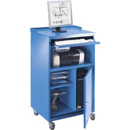 eurokraft basic PC-Pult, mobil, HxBxT 1170 x 690 x 590 mm, lichtblau RAL 5012