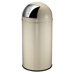 EKO Push-Mülleimer, Stahl, Volumen 40 l, HxØ 740 x 350 mm, hellelfenbein