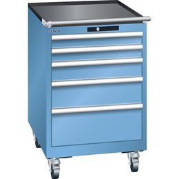 LISTA Schubladenschrank, fahrbar, BxTxH 564 x 725 x 890 mm, 5 Schubladen, lichtblau