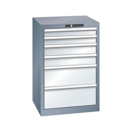 LISTA Schubladenschrank, 6 Schubladen, BxTxH 564 x 572 x 850 mm, grau metallic / lichtgrau