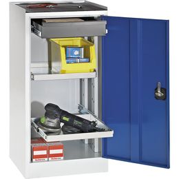 eurokraft pro Werkzeug- und Beistellschrank, 1 Schublade, 2 Fachböden, Tür enzianblau
