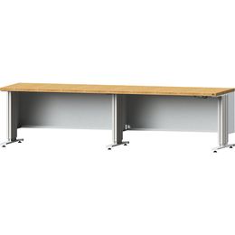ANKE Elektrisch höhenverstellbare Werkbank, Plattentiefe 800 mm, Buchemassivplatte, Breite 2800 mm