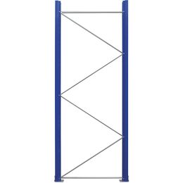 eurokraft pro Palettenregal-Stützrahmen, vormontiert, enzianblau RAL 5010 / verzinkt, HxT 2730 x 1100 mm