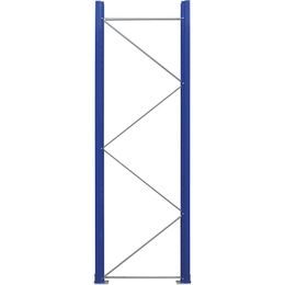 eurokraft pro Palettenregal-Stützrahmen, zerlegt, enzianblau RAL 5010 / verzinkt, HxT 2730 x 900 mm