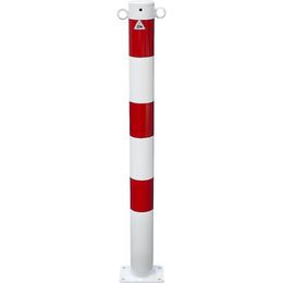 Schake Absperrpfosten, Ø 76 mm, weiß / rot, zum Aufdübeln, mit 2 Ösen