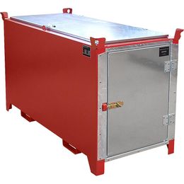 eurokraft pro Leuchtstoffröhren-Box, lackiert, Volumen 900 l, 1100 Stk Ø 25 mm / 500 Stk Ø 37 mm, LxBxH 1700 x 770 x 975 mm, feuerrot RAL 3000