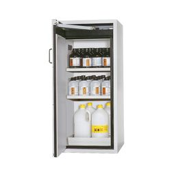 ASECOS Feuerbeständiger Gefahrstoffschrank Typ 90, 1-türig, Außen-HxBxT 1298 x 600 x 615 mm, grau, pulverbeschichtet