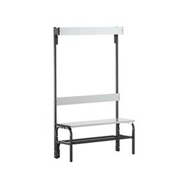 Sypro Umkleidebank mit Aluminiumleisten, HxT 1650 x 375 mm, einseitig, Länge 1015 mm, 3 Haken, anthrazit, Schuhrost