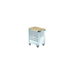 LISTA Werkstattwagen, mit Multiplex-Holzabdeckung 40 mm, 7 Schubladen, grau