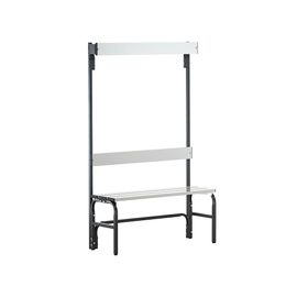 Sypro Umkleidebank mit Aluminiumleisten, HxT 1650 x 375 mm, einseitig, Länge 1015 mm, 3 Haken, anthrazit