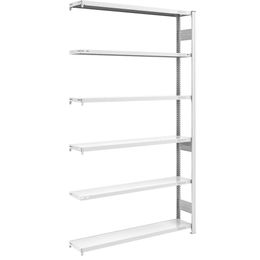 hofe Schwerlast-Steckregal, grau, beidseitig, Regalhöhe 2500 mm, 6 Böden, Anbauregal, BxT 1300 x 300 mm