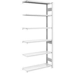 hofe Schwerlast-Steckregal, grau, beidseitig, Regalhöhe 2500 mm, 6 Böden, Anbauregal, BxT 1000 x 400 mm