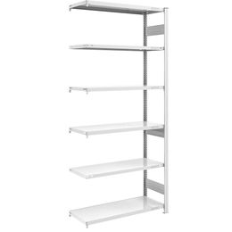 hofe Schwerlast-Steckregal, grau, beidseitig, Regalhöhe 2500 mm, 6 Böden, Anbauregal, BxT 1000 x 500 mm