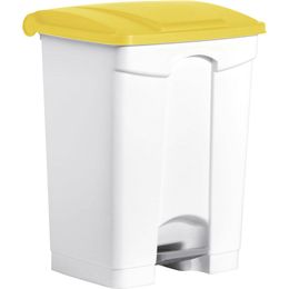 Helit Tretabfallbehälter, Volumen 70 l, BxHxT 500 x 670 x 410 mm, weiß, Deckel gelb