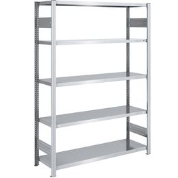 eurokraft pro Lager-Steckregal, verzinkt, HxB 2000 x 1300 mm, mit 5 Stahlböden, Grundregal, Fachlast 230 kg, Tiefe 500 mm