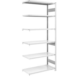 hofe Schwerlast-Steckregal, grau, beidseitig, Regalhöhe 2500 mm, 6 Böden, Anbauregal, BxT 1000 x 600 mm