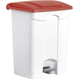 Helit Tretabfallbehälter, Volumen 70 l, BxHxT 500 x 670 x 410 mm, weiß, Deckel rot