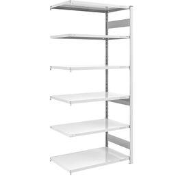 hofe Schwerlast-Steckregal, grau, beidseitig, Regalhöhe 2500 mm, 6 Böden, Anbauregal, BxT 1000 x 800 mm