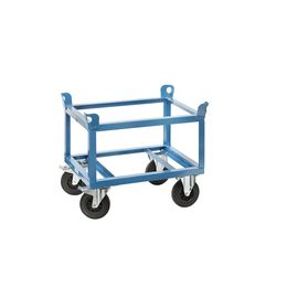 eurokraft pro Fahrgestell aus Stahl, für Halbpaletten, Tragfähigkeit 500 kg, Ladehöhe 650 mm, blau, ab 10 Stk